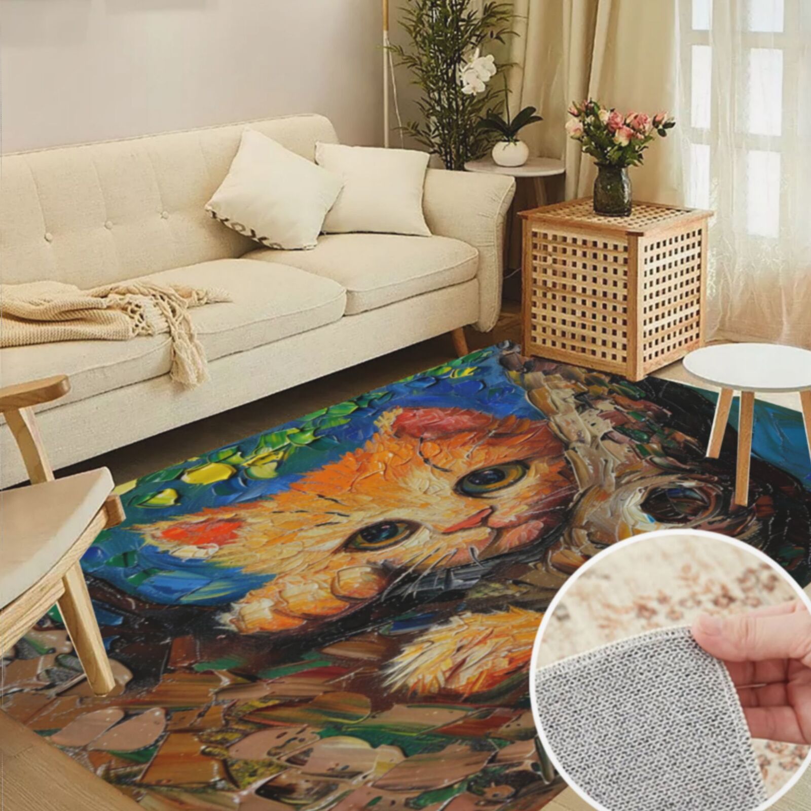 Washable Rug Area Rugs With Non-Slip Backing Non-Shedding Floor Mat ...