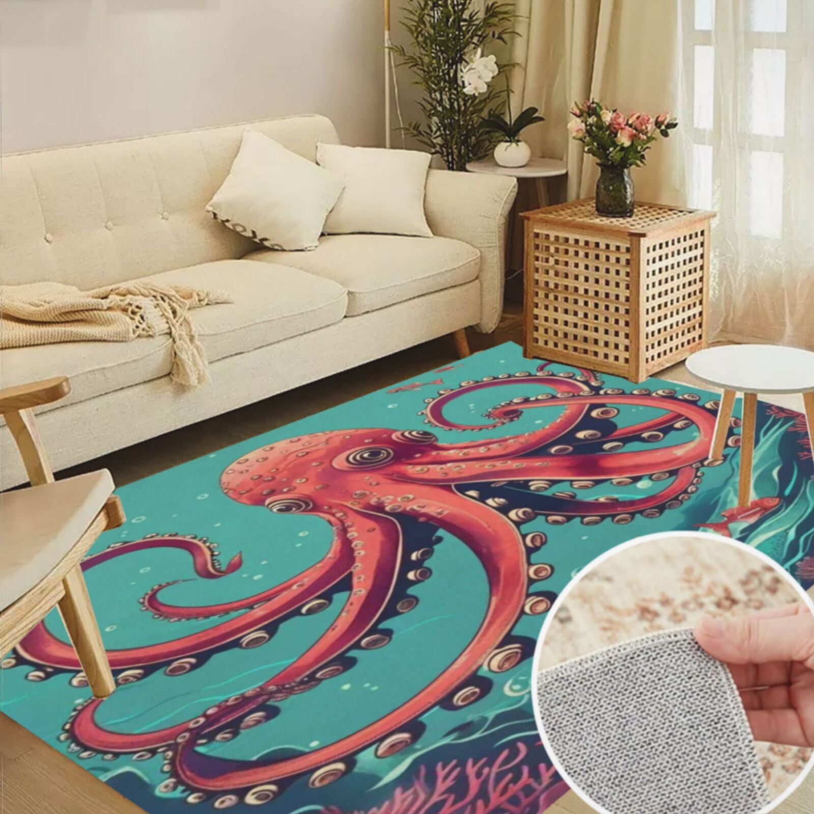 Washable Rug Area Rugs With Non-Slip Backing Non-Shedding Floor Mat ...