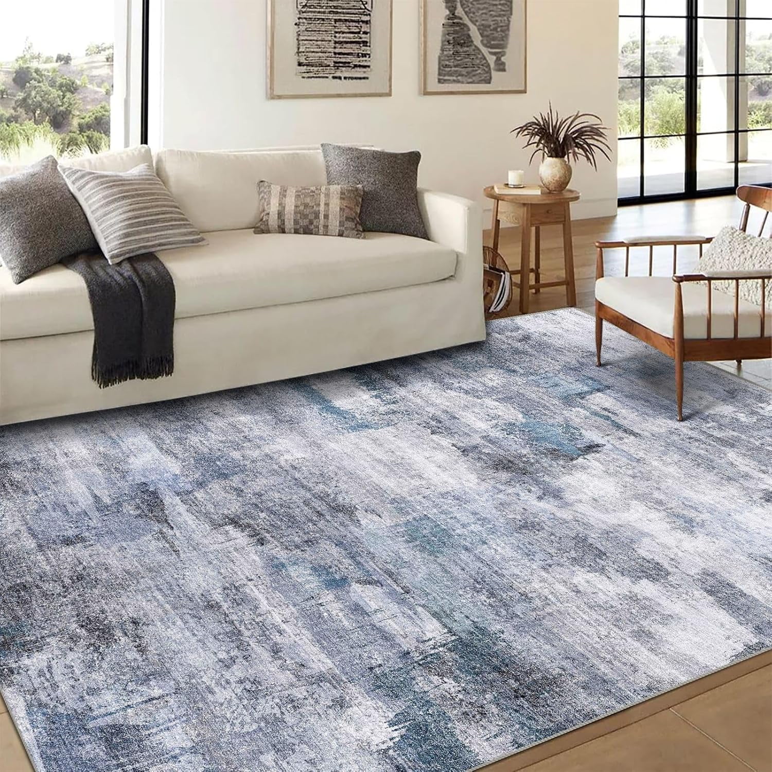 Washable Rug, Ultra Soft Area Rug 5x7, Non Slip Abstract Rug Foldable ...