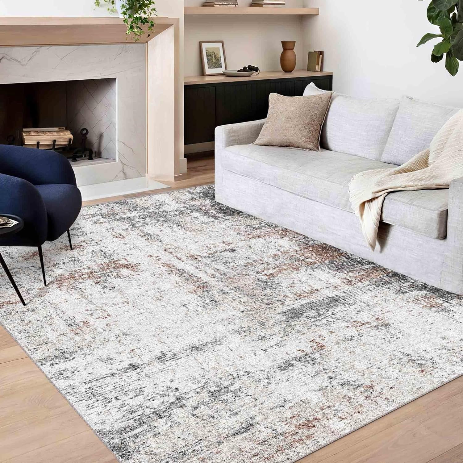 Washable Rug, Ultra Soft Area Rug 5x7, Non Slip Abstract Rug Foldable ...