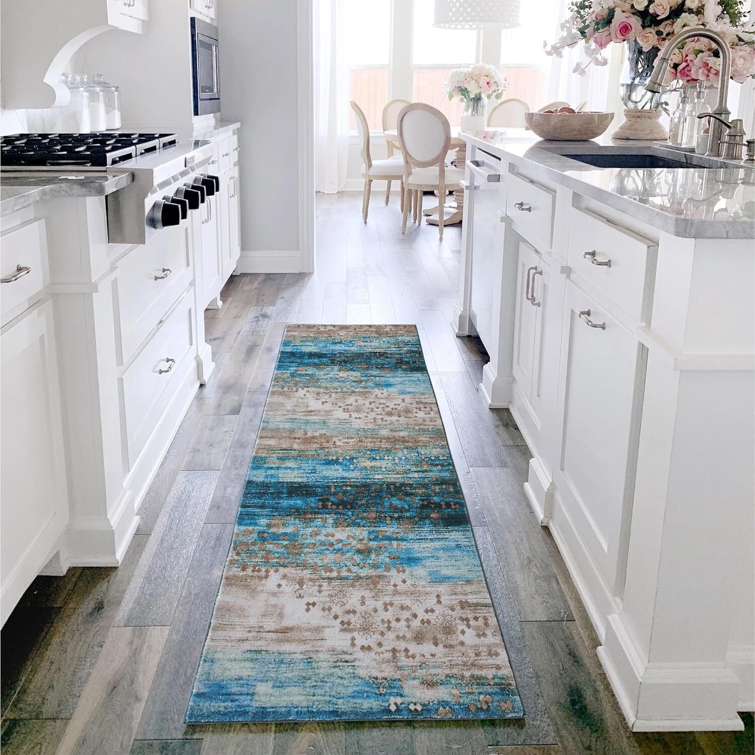 Washable Runner Rug - 2x6 Floral Distressed Hallway Kitchen Throw Rug ...