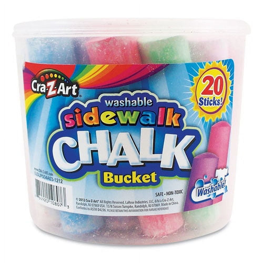 Washable Sidewalk Jumbo Chalk In Storage Bucket With Lid And Handle, 20 ...