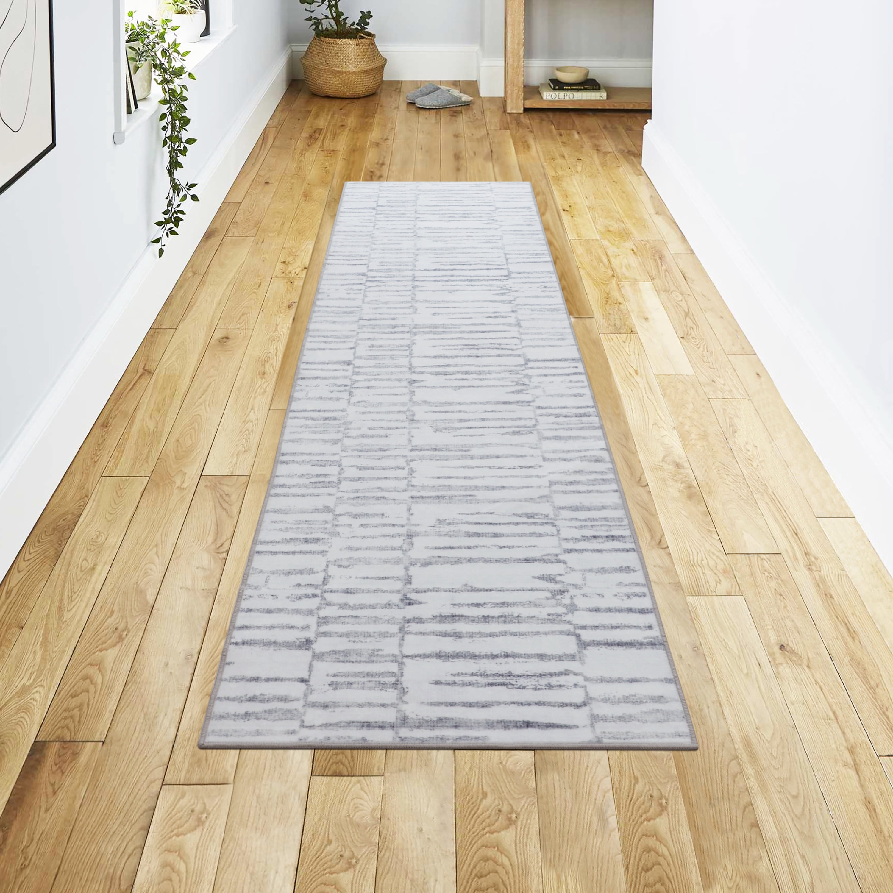Washable Skid-Resistant Runner Rug - Geometric Grey 24 x 96 - Walmart.com