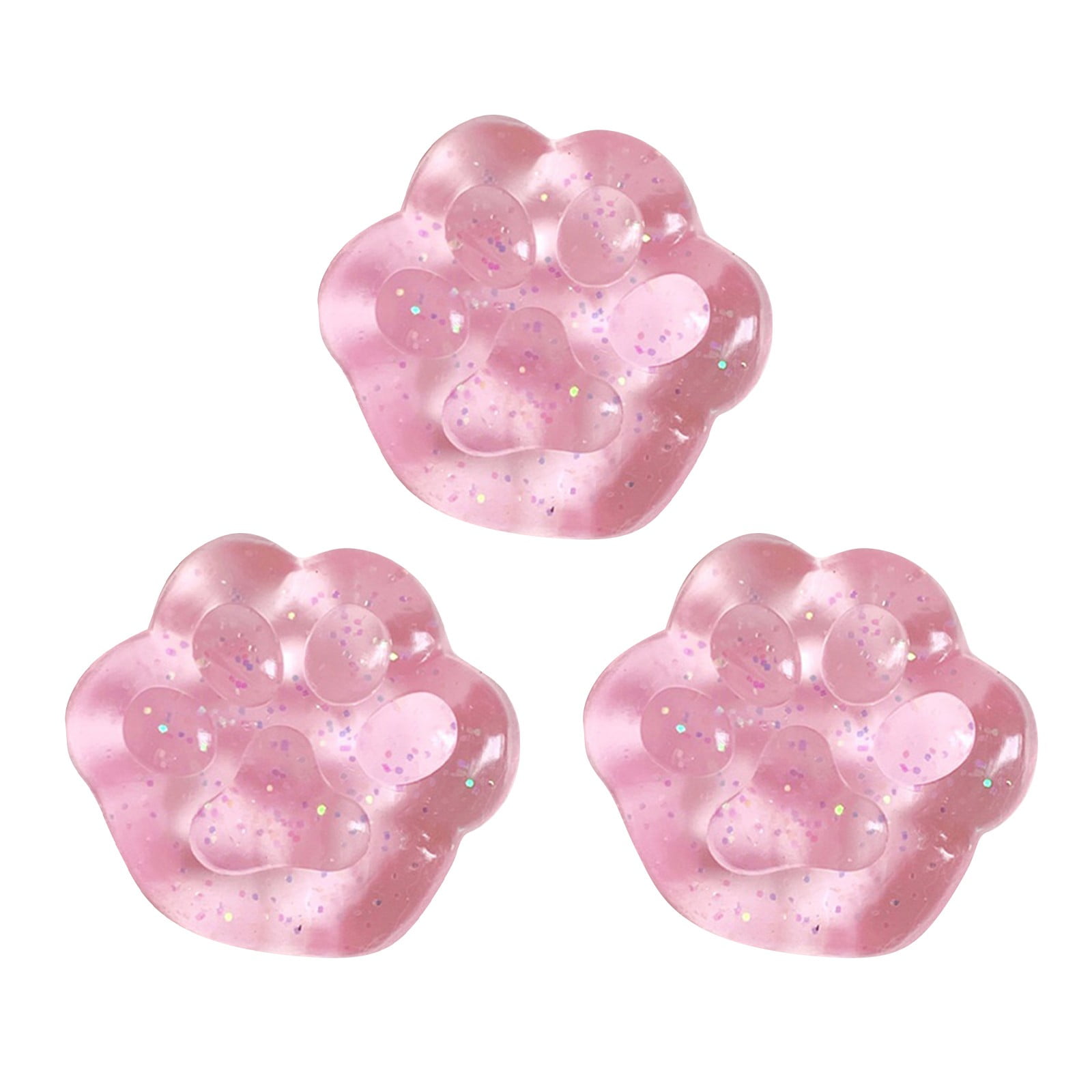Washable TPR Glitter Cat Paw Squishy Ice Cube Toy, Transparent Stress ...