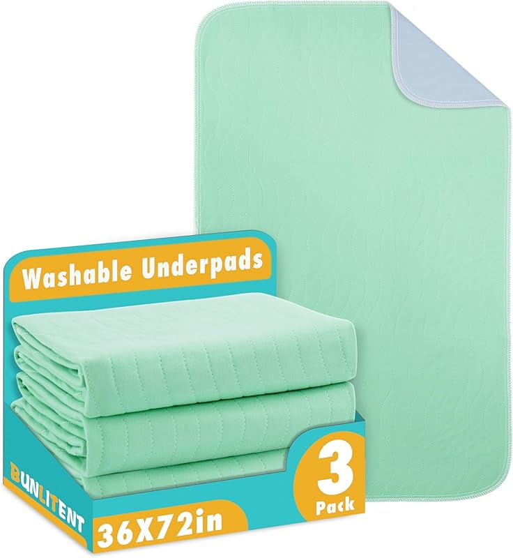 Washable Underpads, 36" x 72", 3 Pack - Heavy Absorbency Reusable ...