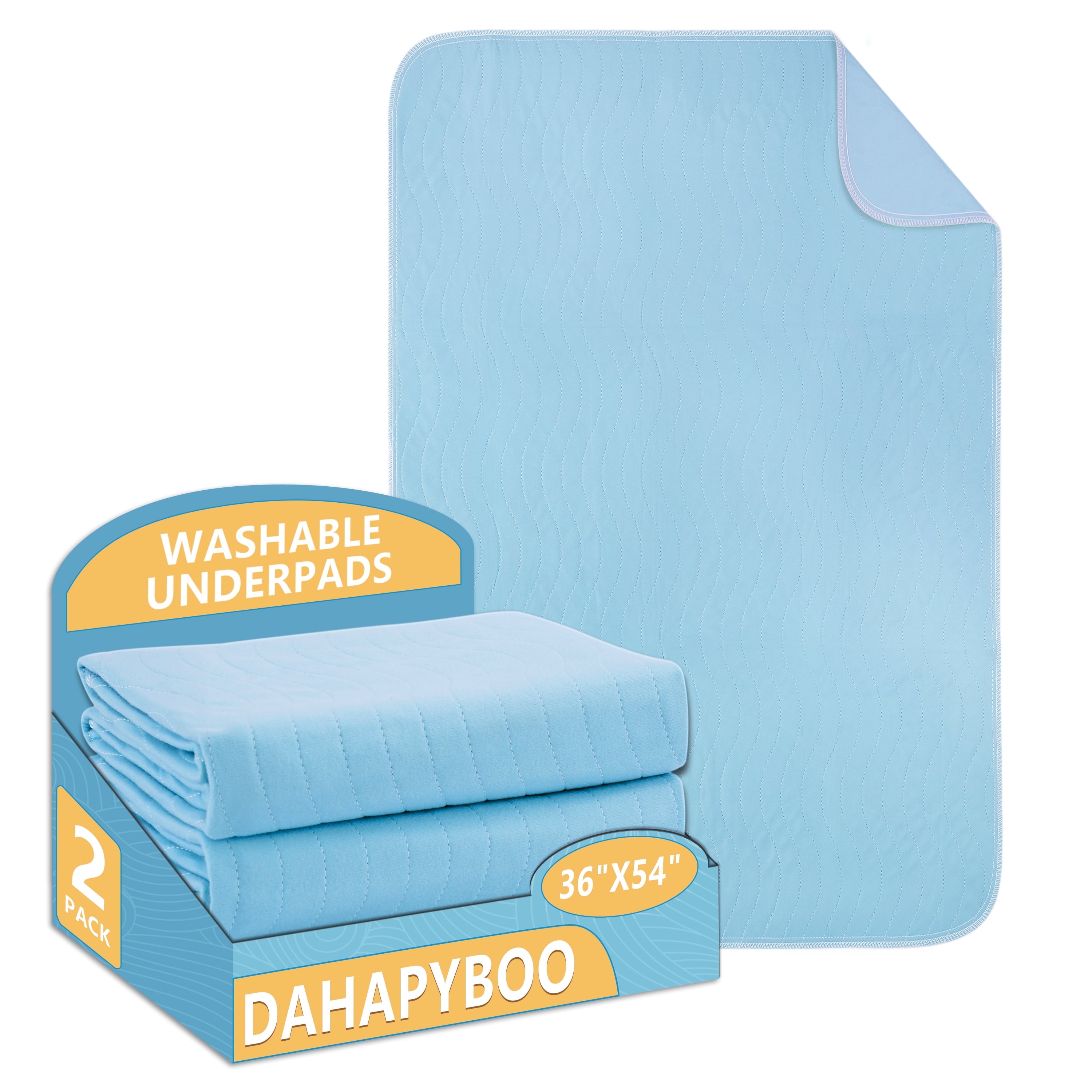 Washable Underpads, 36'x54' 2 Pack Incontinence Pads, Heavy Absorbency ...