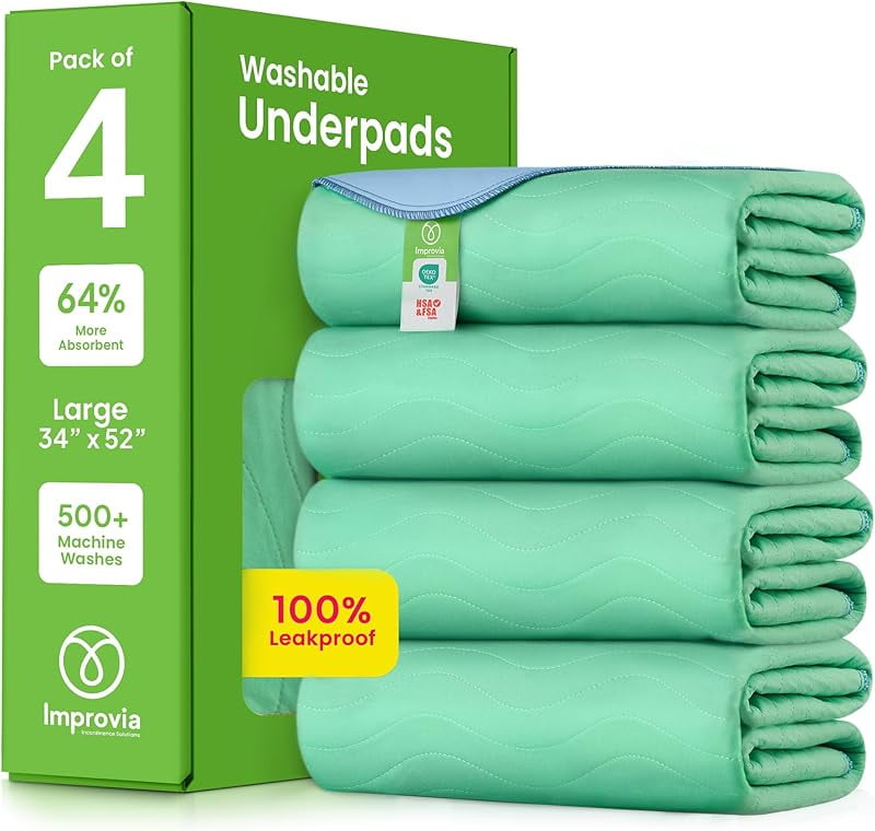 Washable Underpads, Heavy Absorbency Reusable Bedwetting Incontinence ...