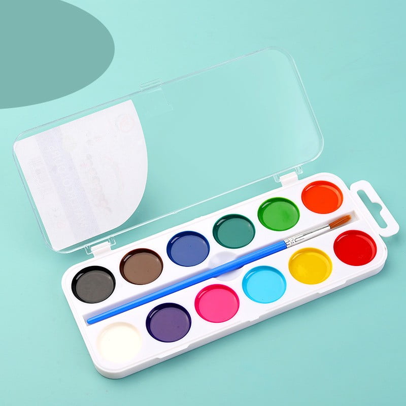 Washable Watercolor Paint Set, 12-18 Colors Semi-dry Solid Watercolor ...