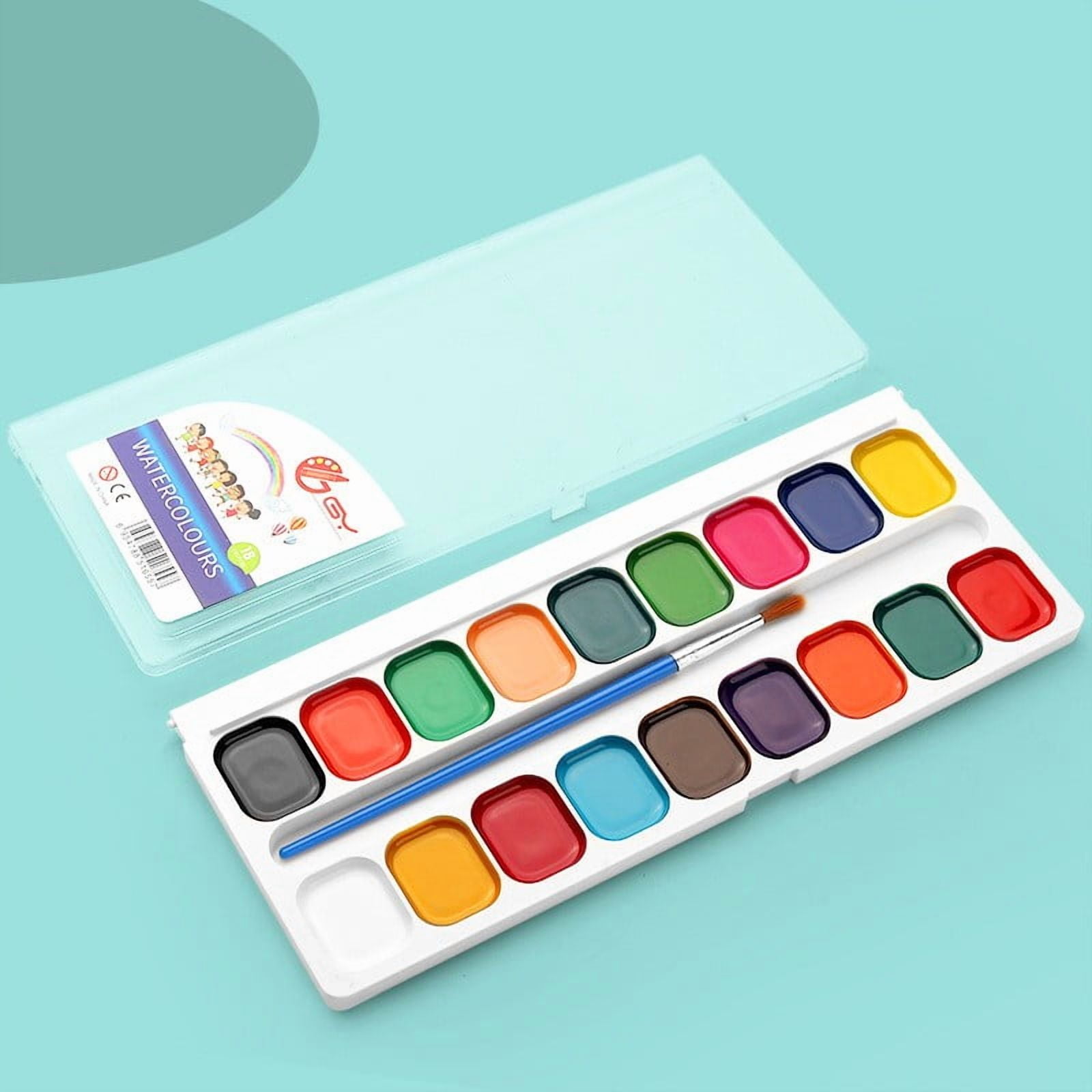 Washable Watercolor Paint Set, 12-18 Colors Semi-dry Solid Watercolor ...