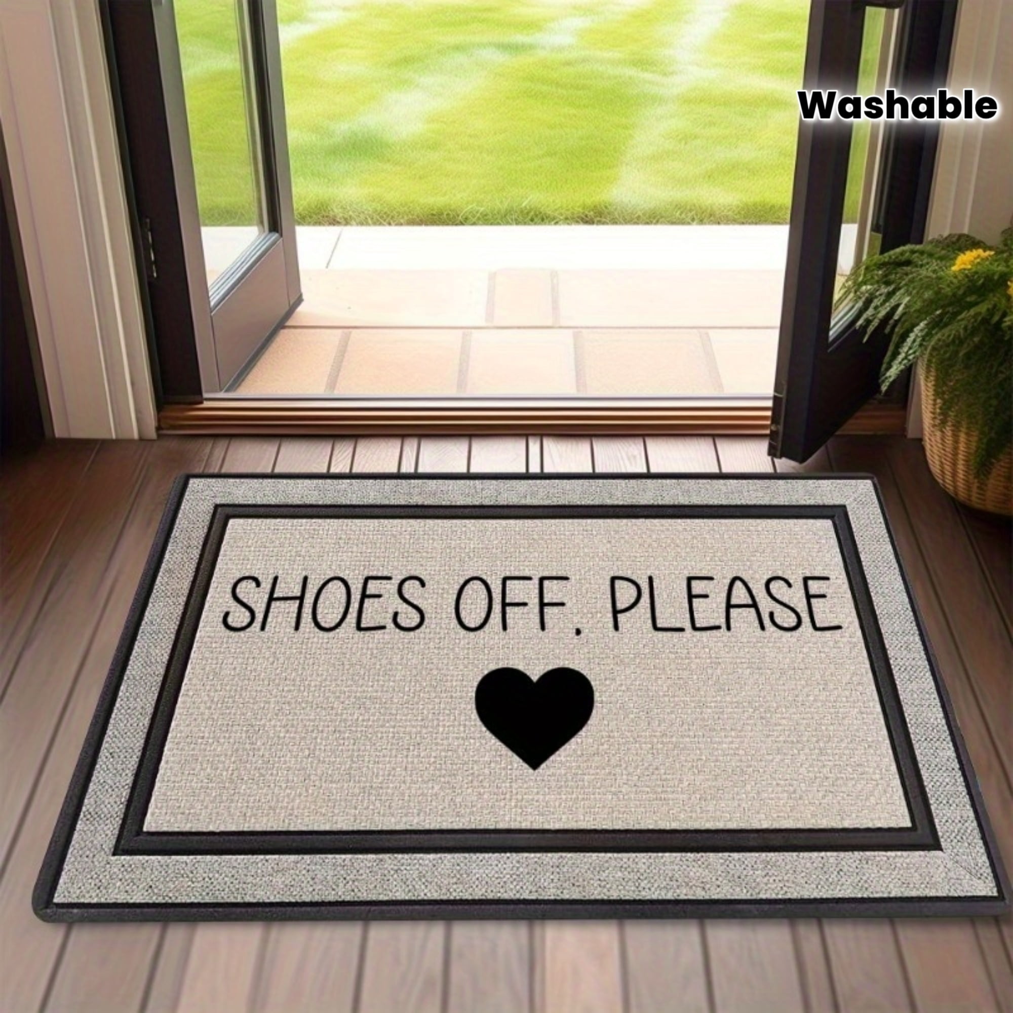 [Washable Welcome Mat] Crystal Velvet Washable "Please Remove Your ...