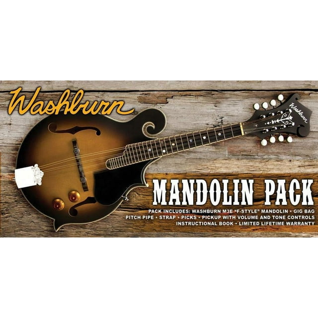 Washburn F-Style Spruce Top Acoustic Electric Mandolin Pack with ...