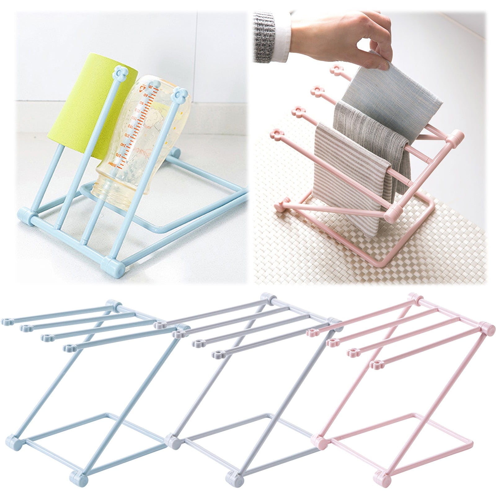 Washcloth Holder Dish Rag Cloth Holder Stainless 4 Arms Folding Towel ...