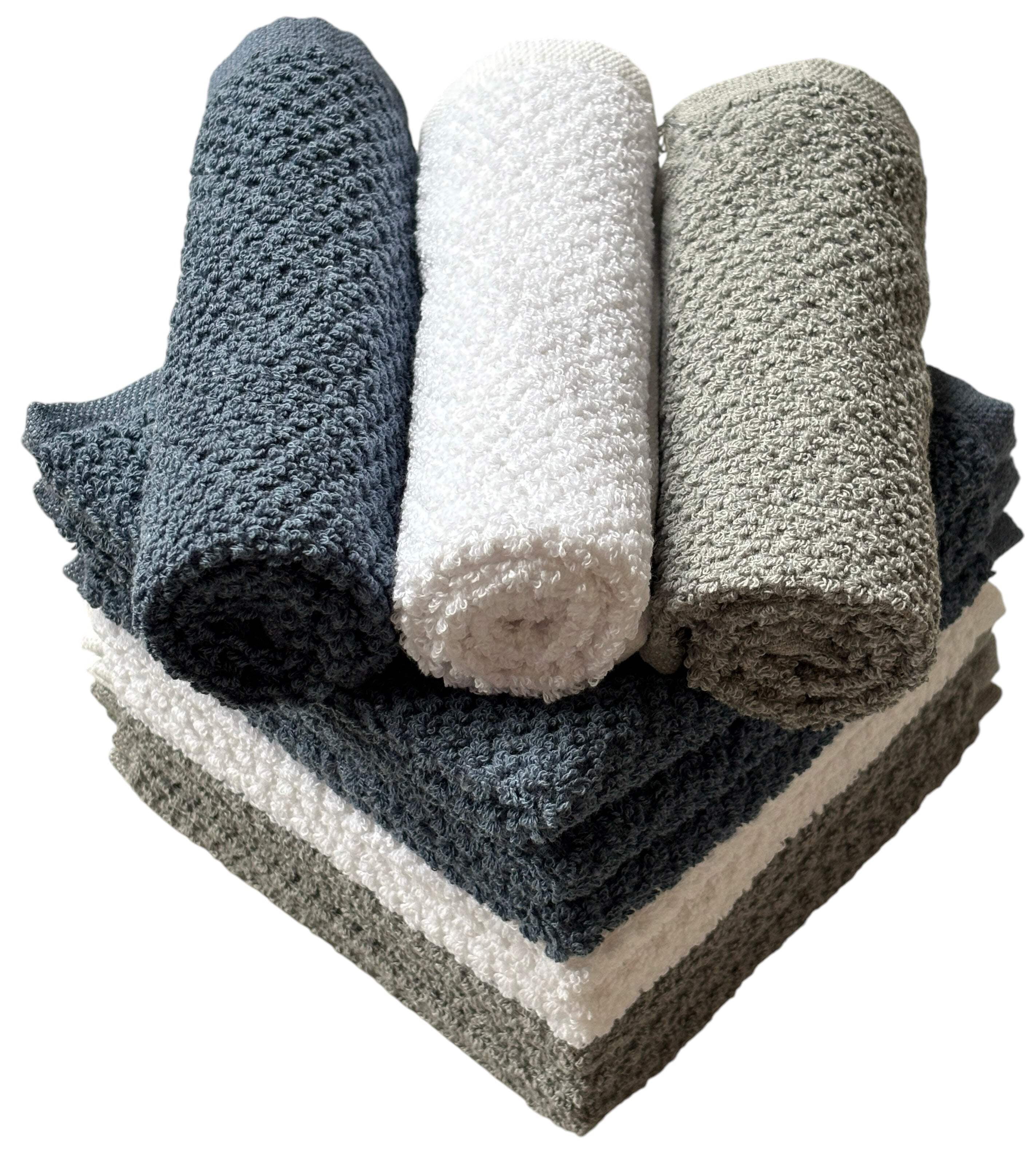 Washcloths Set of 8 - Popcorn Weave Wash Cloth Designed to Exfoliate ...