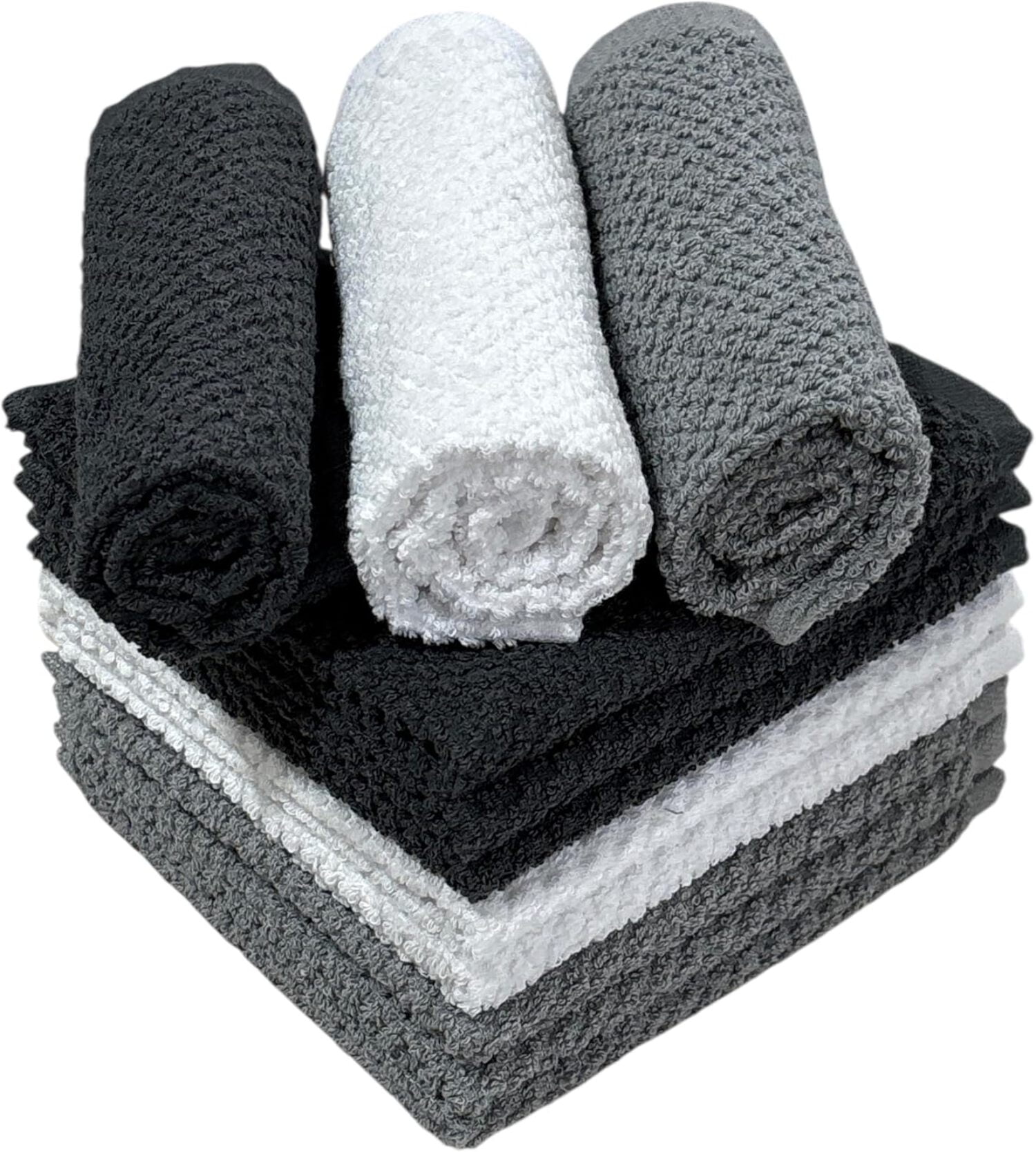 Washcloths Set of 8 - Popcorn Weave Wash Cloth Designed to Exfoliate ...