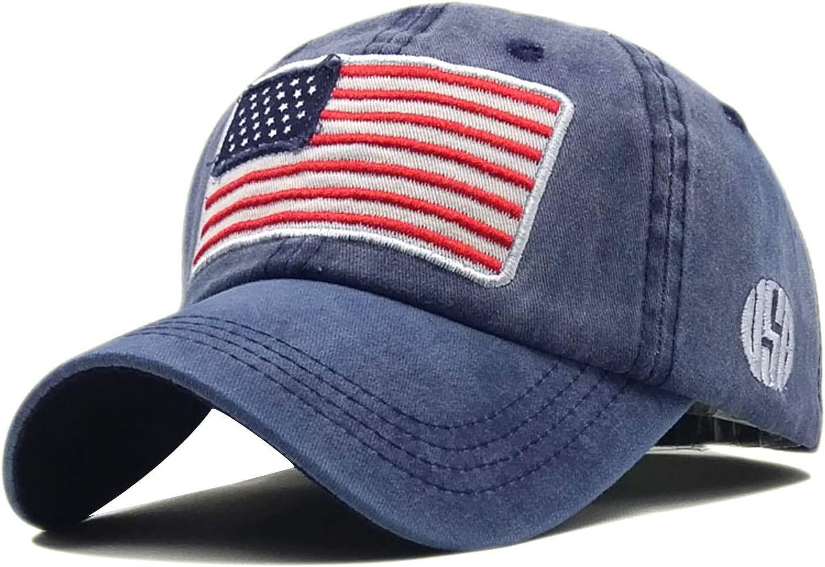 Washed Adjustable Baseball-Hats American-Flag Distressed Cotton ...