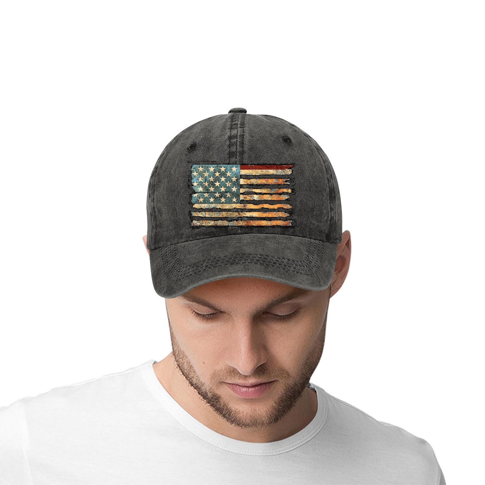 Washed American Flag Baseball Cap Retro Adjustable Sun Dad Gift Hats ...