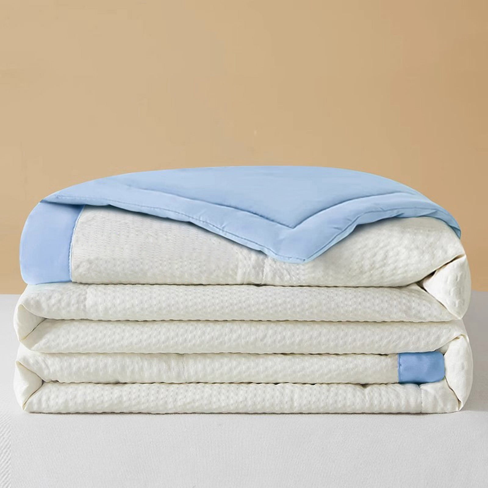 Washed Cotton Air Conditioner Quilt In White And Blue [Bubble Yarn] 110 ...