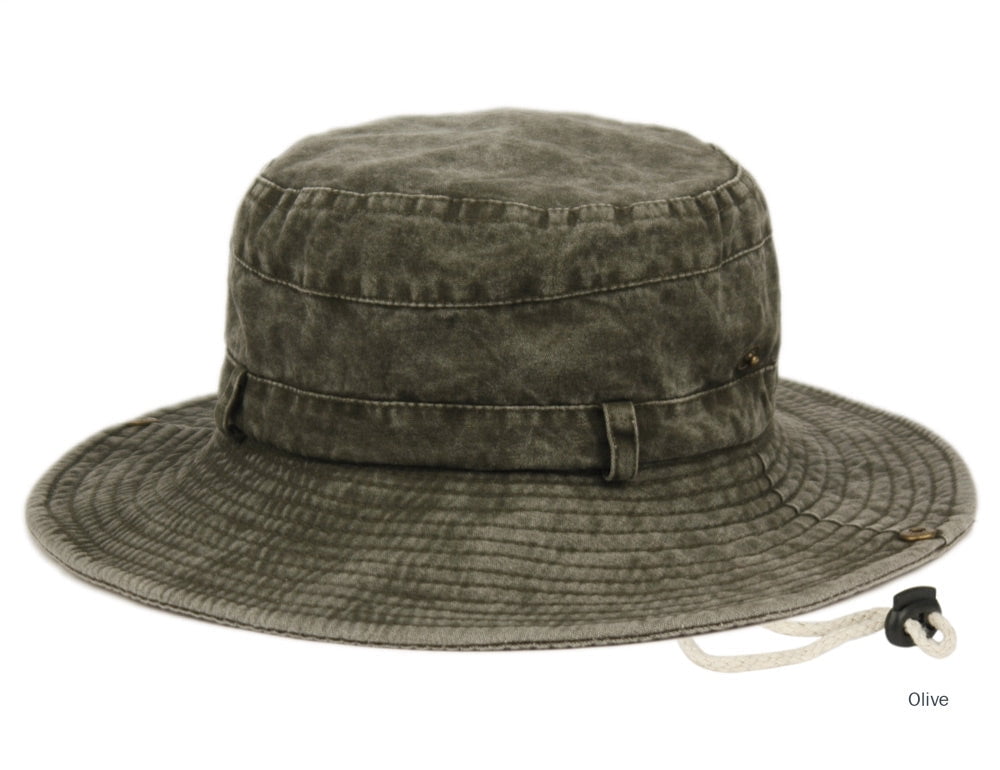 Washed Cotton Bucket Sun Hat With Chin Cord Strap - Walmart.com