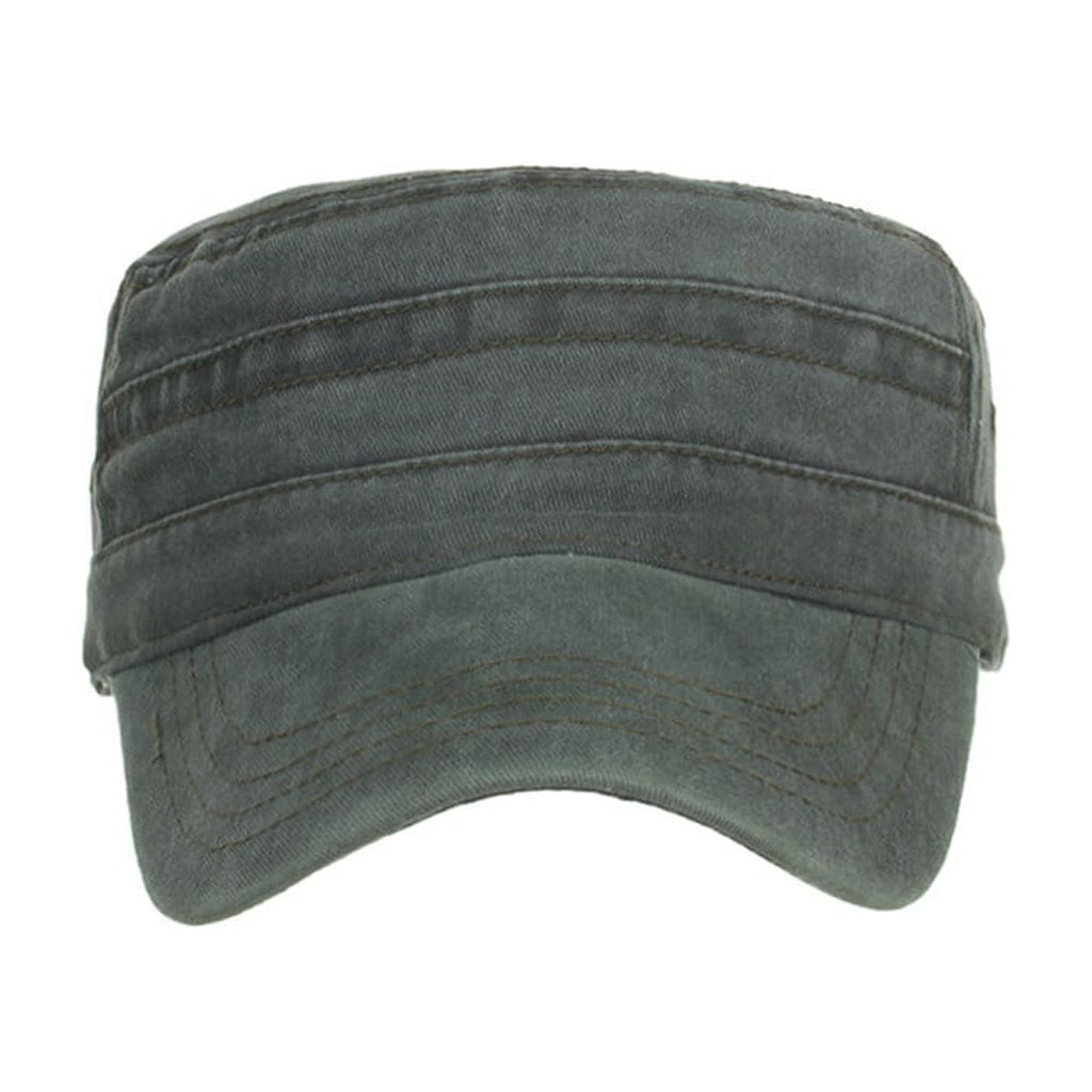 Washed Cotton Military Caps Cadet Caps Unique Design Vintage Flat Top ...
