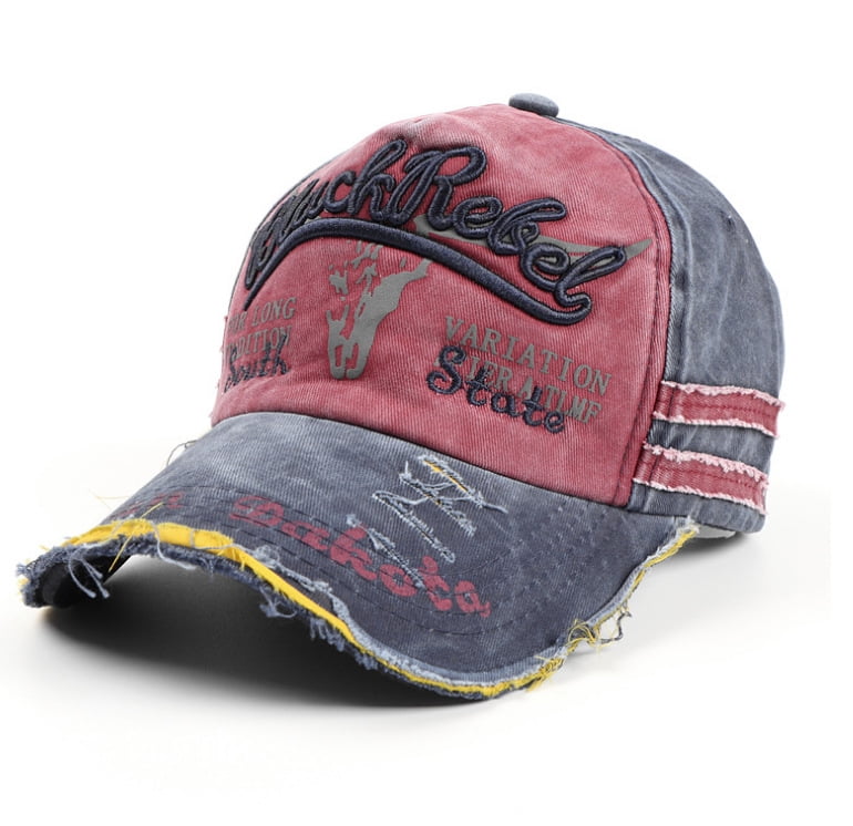 Washed Distressed Stitching Baseball Cap Men and Women Retro Alphabet ...