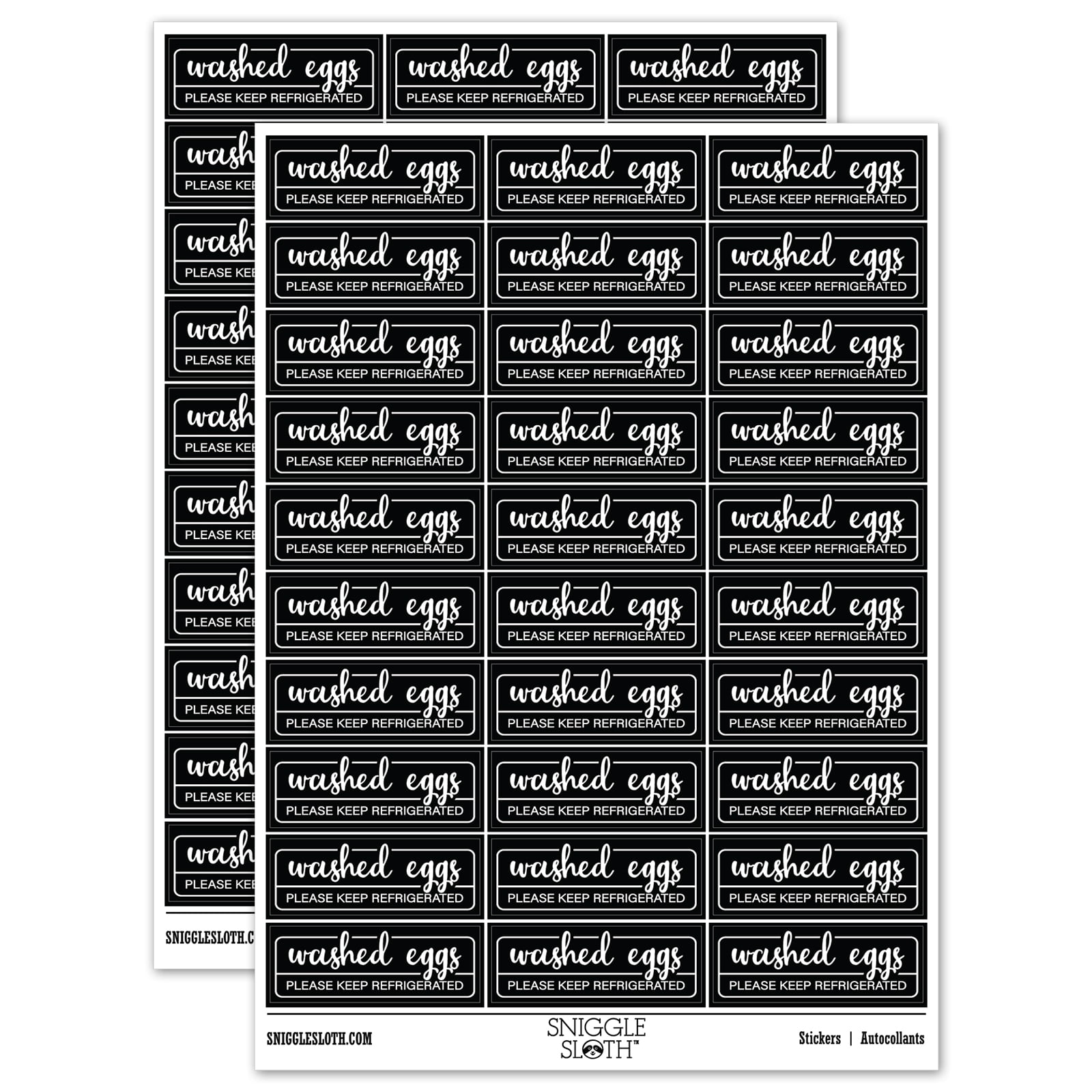 Washed Eggs Please Keep Refrigerated Label Carton Sticker Set - Black ...