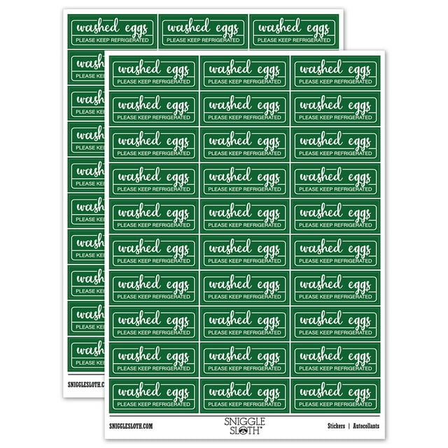 Washed Eggs Please Keep Refrigerated Label Carton Sticker Set - Dark ...