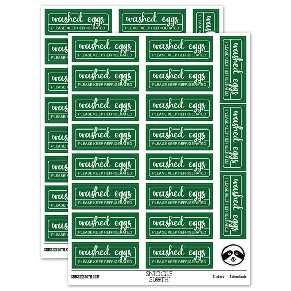 Washed Eggs Please Keep Refrigerated Label Carton Sticker Set - Dark ...