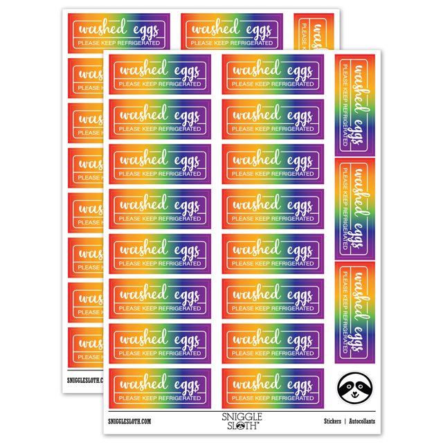 Washed Eggs Please Keep Refrigerated Label Carton Sticker Set - Rainbow ...