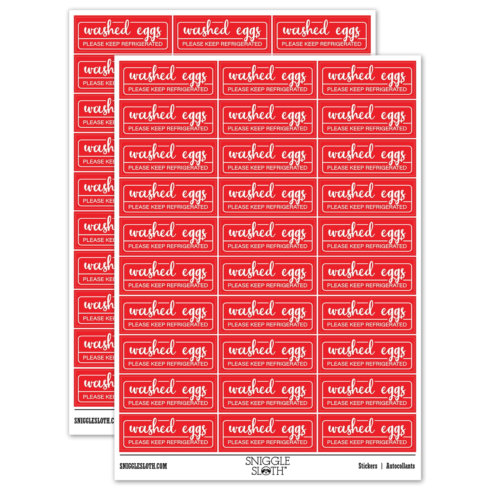 Washed Eggs Please Keep Refrigerated Label Carton Sticker Set - Red ...
