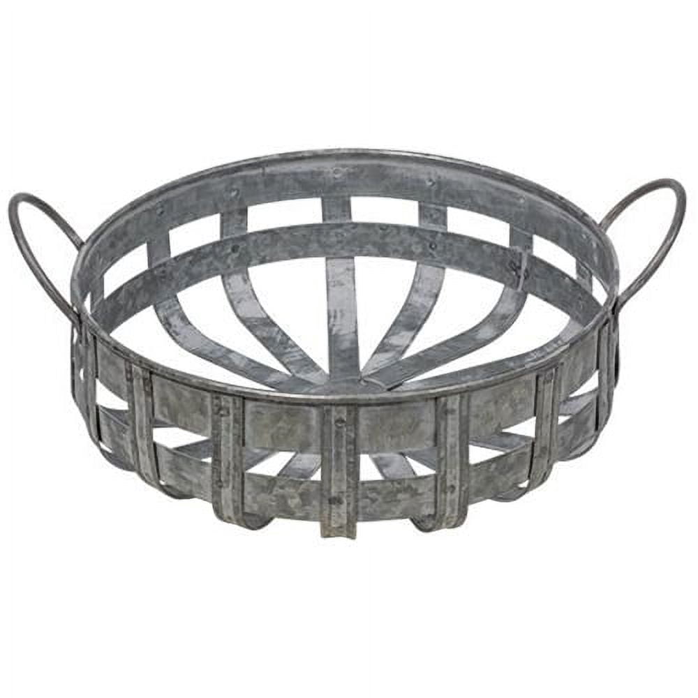 Washed Galvanized Metal Basket with Handles - Walmart.com