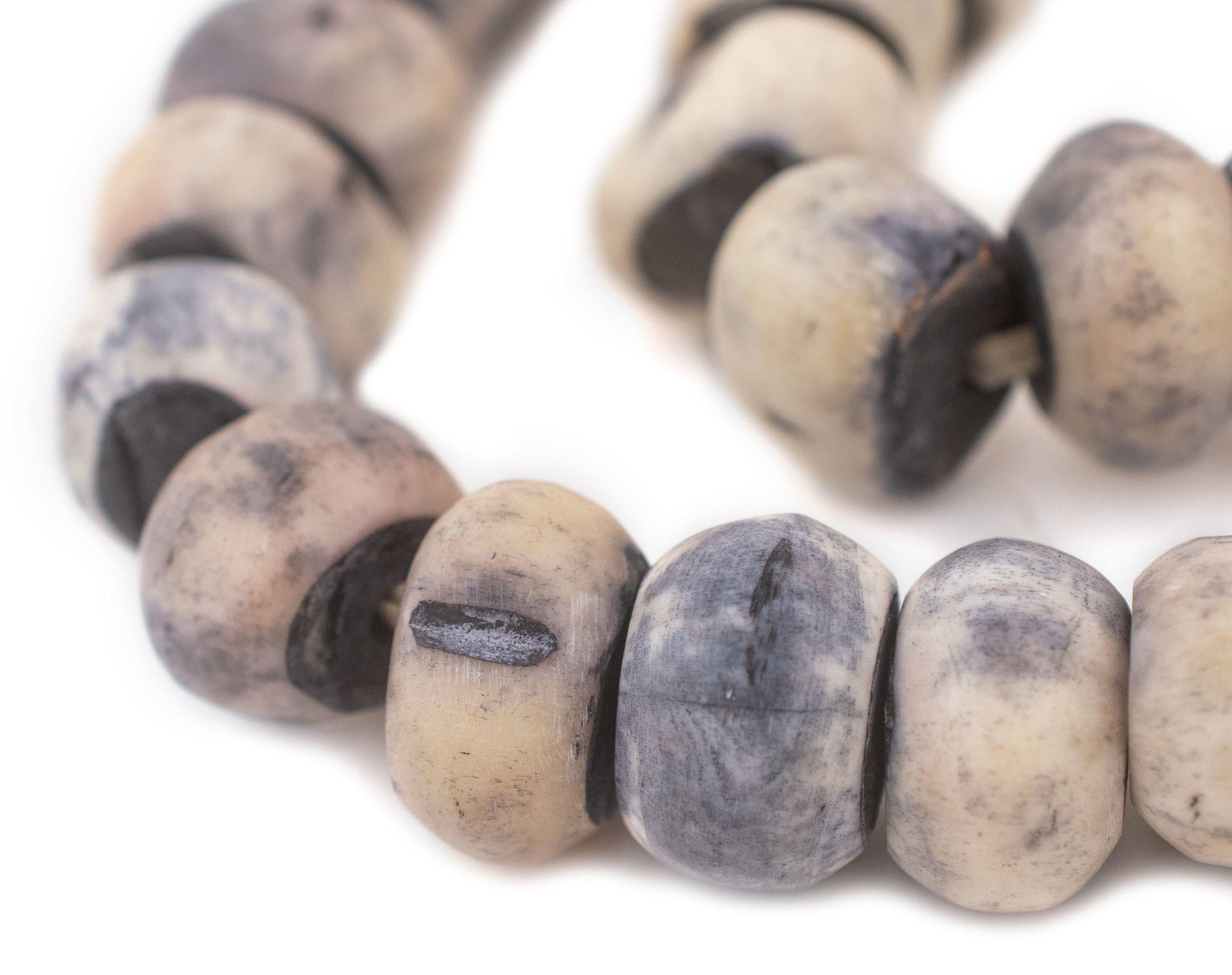The Bead Chest Washed Grey Bone Beads - Full Strand of Fair Trade ...