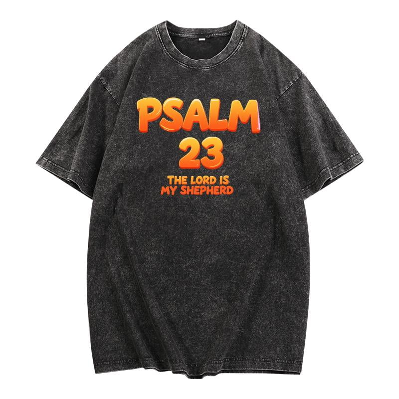 “Washed Tee with ‘PSALM 23 THE LORD IS MY SHEPHERD’ Scripture – Vintage ...