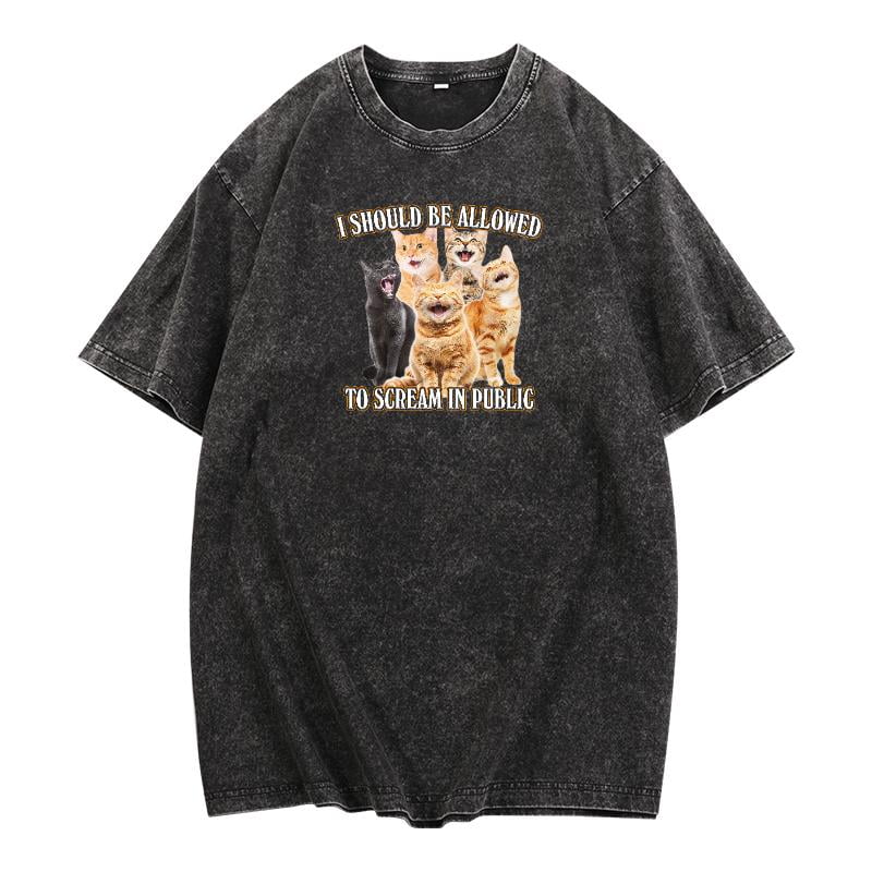 “Washed Tee with Screaming Cats Graphic – ‘I Should Be Allowed to ...
