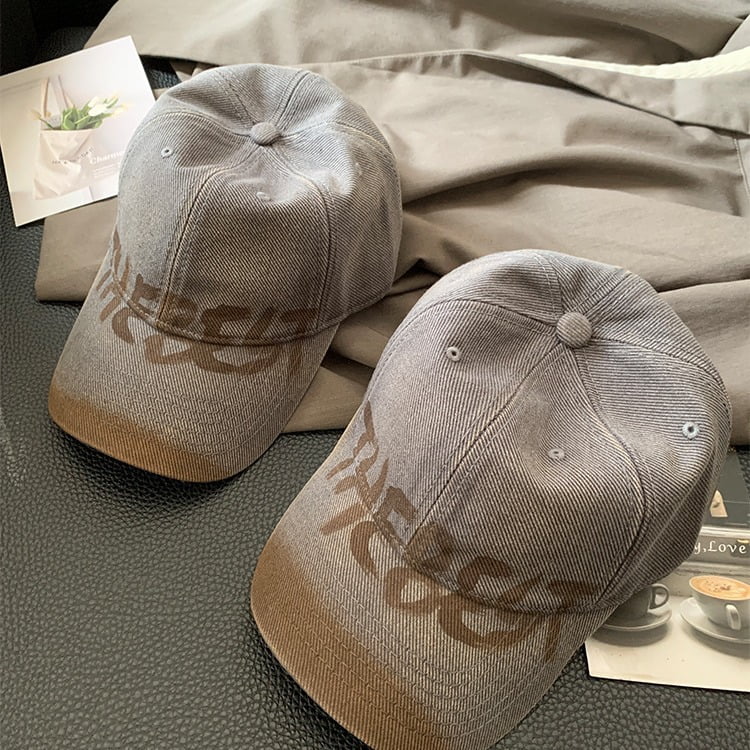 Washed Vintage Letter Baseball Cap Retro Large Head Circumference ...