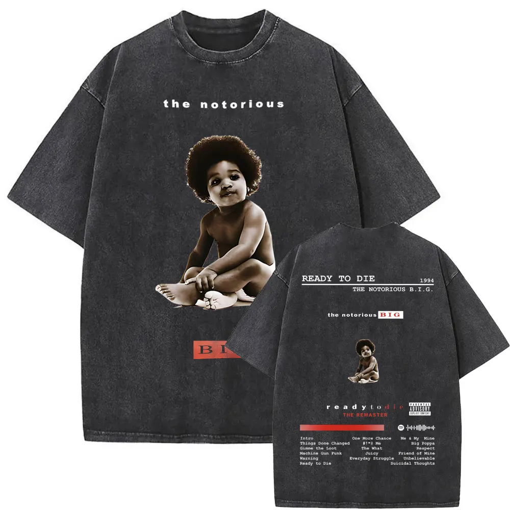 Washed Vintage Rapper The Notorious Big Ready To Die Big Poppa Album Print T-shirts Men Women ...