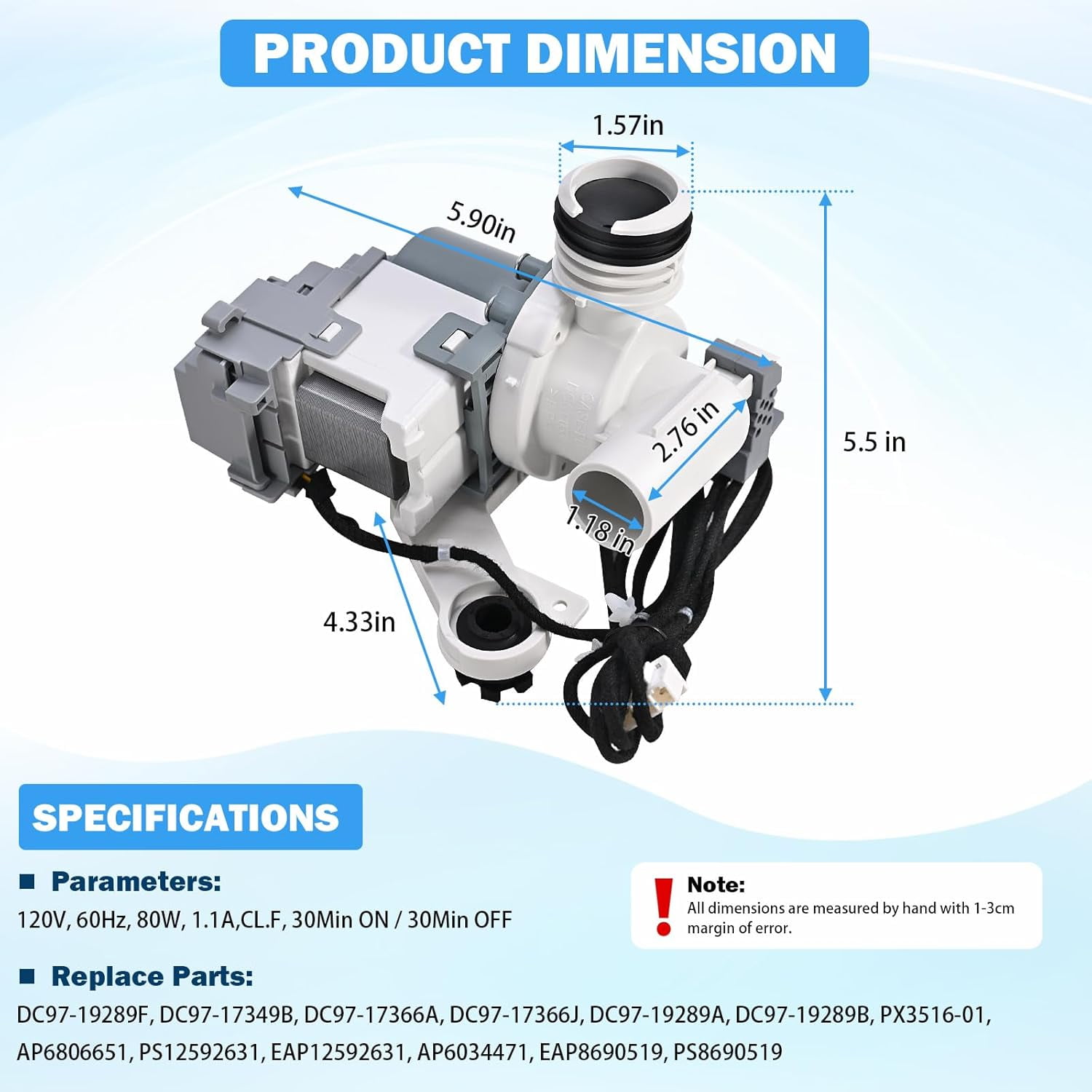 Washer Drain Pump Assembly for WA40 WA41 WA45 WA52 WA54 etc Models ...