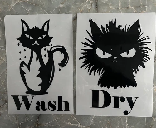 Washer & Dryer Angry Cat Decal Stickers 6X4” Permanent Vinyl, Laundry ...