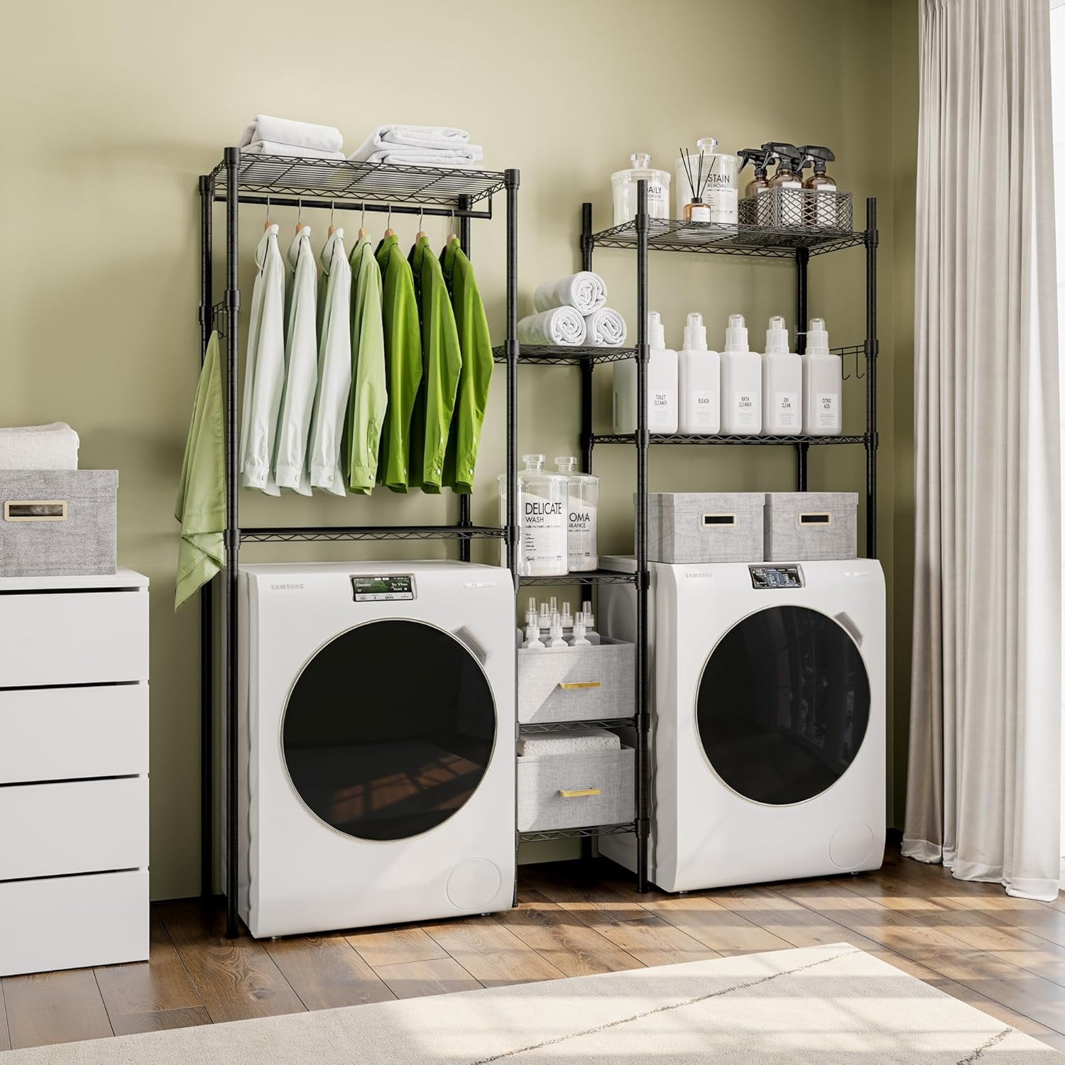 Over The Washer and Dryer Clothes Drying Rack, Laundry Room ...