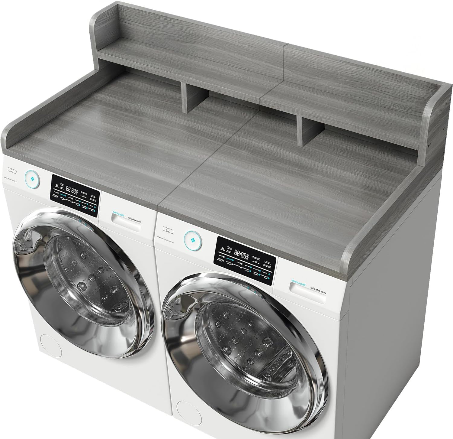 Washer Dryer Countertop, 2-Tier Laundry Countertop with Edge Rails, 54 ...