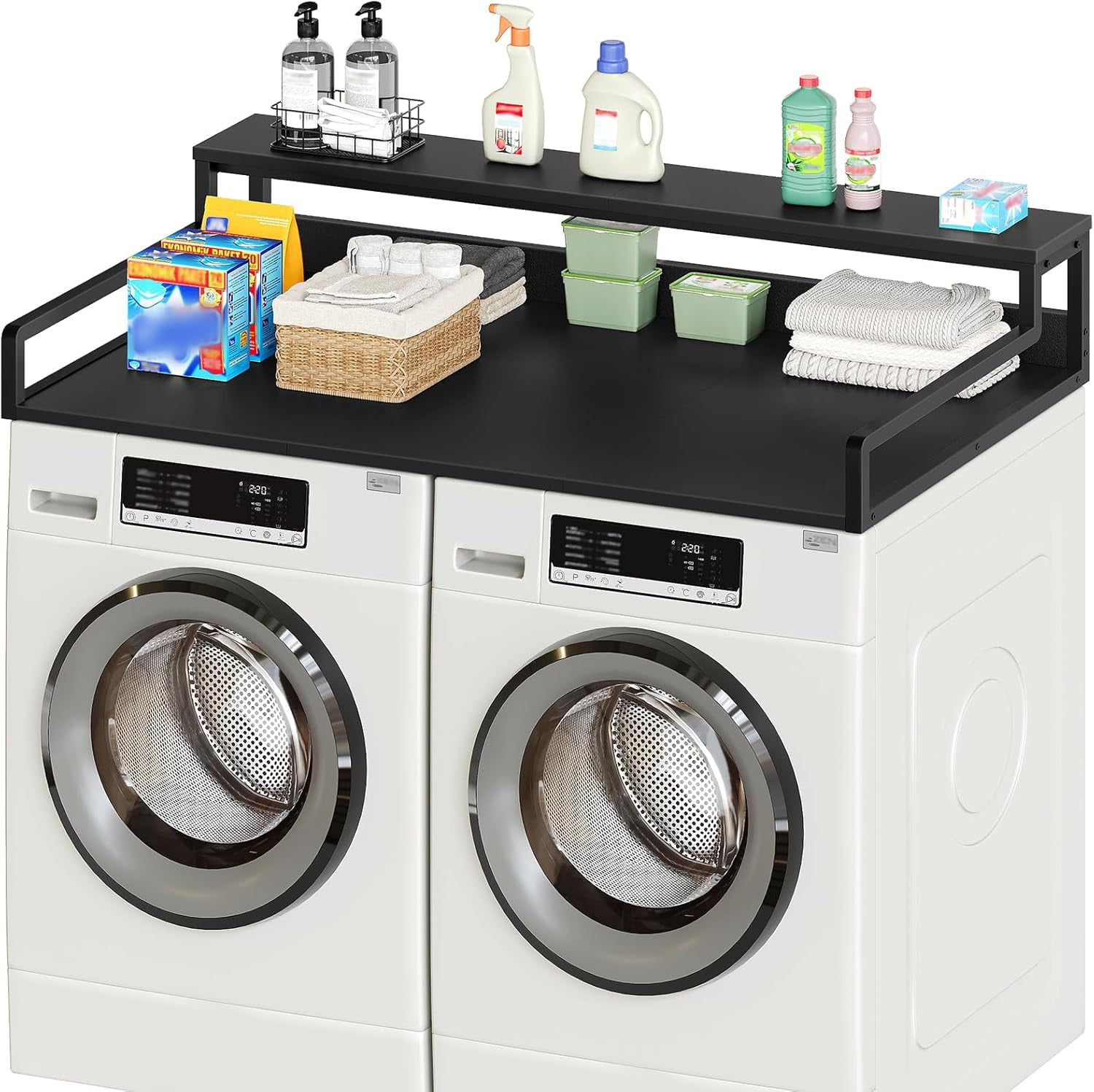 Washer Dryer Countertop with 2-Tier Shelf, 54" x 27.6" Laundry ...