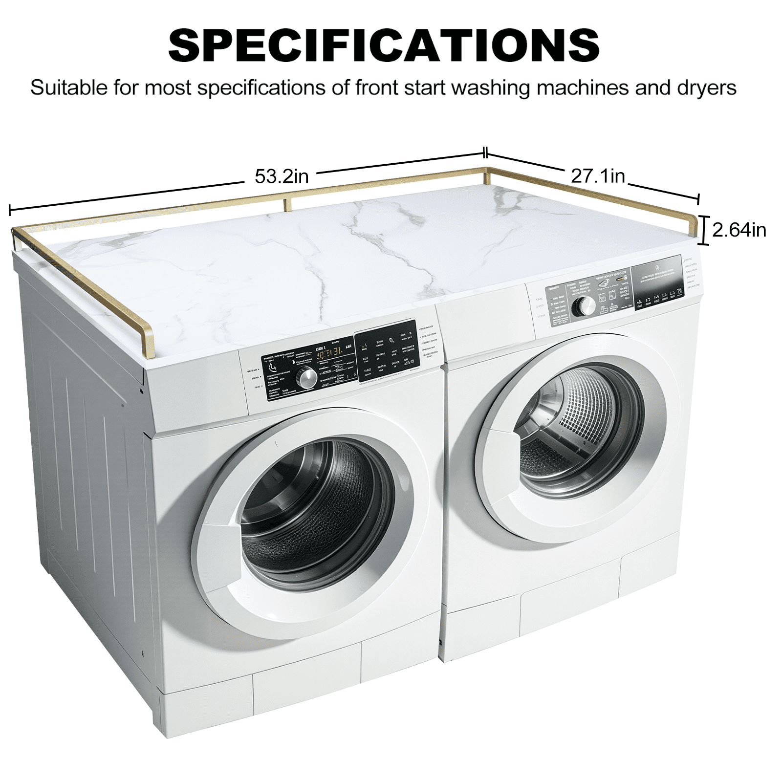 Washer Dryer Countertop, 27.5" D x 54" W Wood Washer Dryer Shelf Topper ...
