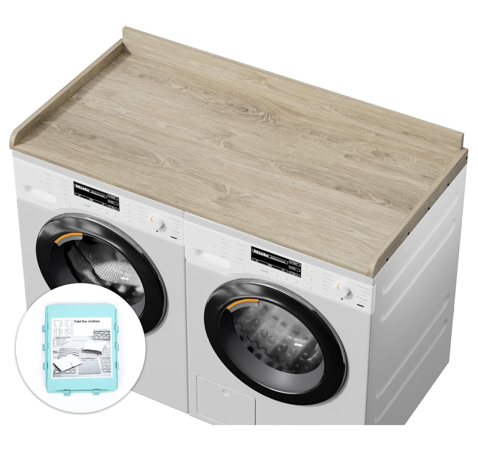 Washer Dryer Countertop, Laundry Room Wood Topper with Edge, 27.5" x 54 ...