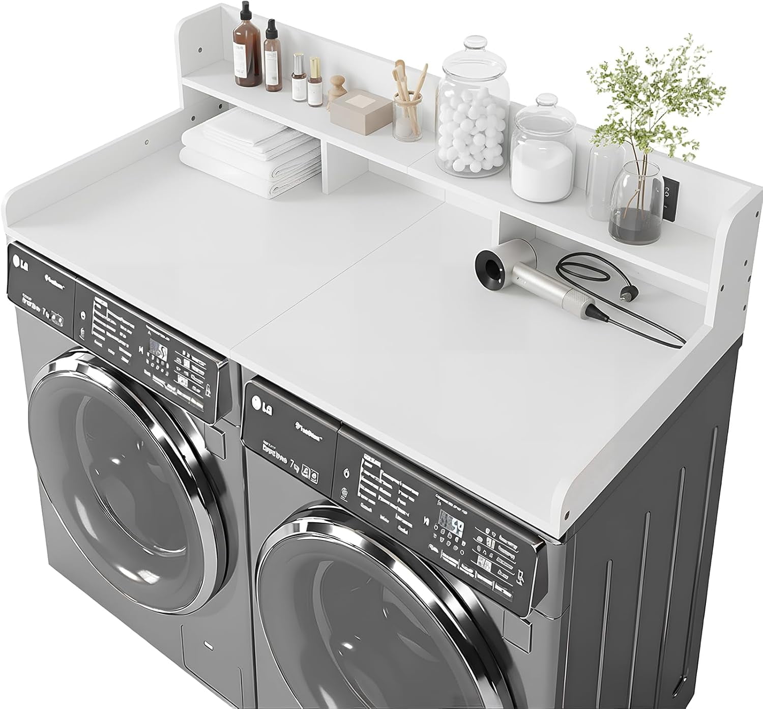 Washer Dryer Countertop with Shelf 2-Tier Laundry Countertop Over ...