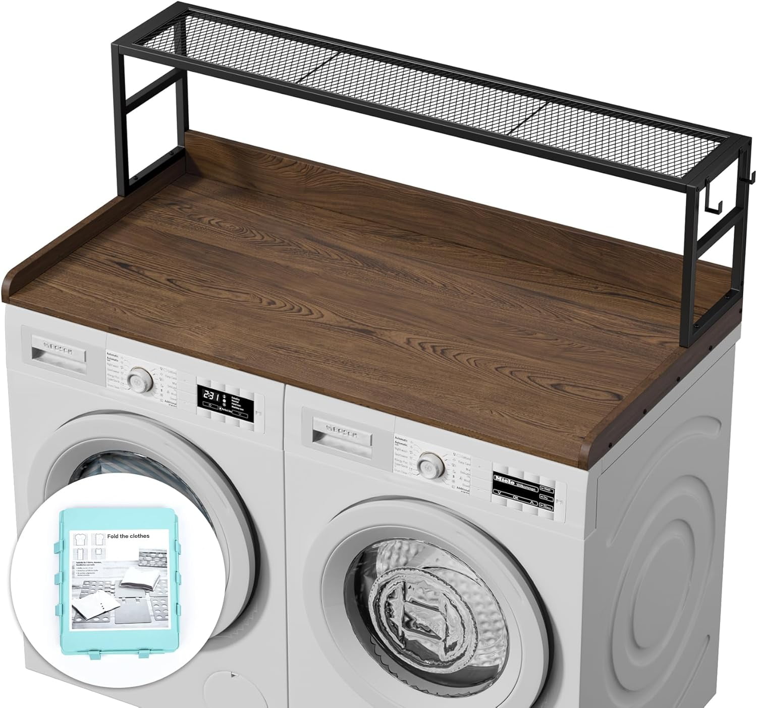 Washer Dryer Countertop with Shelf, Laundry Room Wood Topper with Edge ...