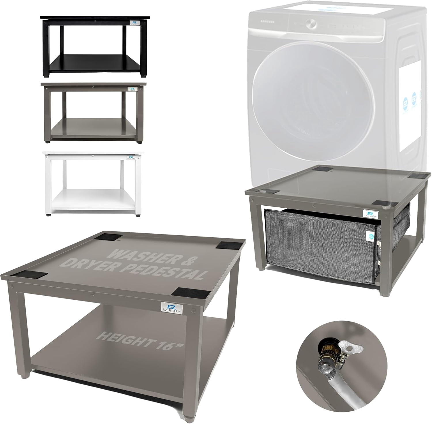 Washer and Dryer Pedestal with Pullout-Shelf - 27" W 18" H White ...