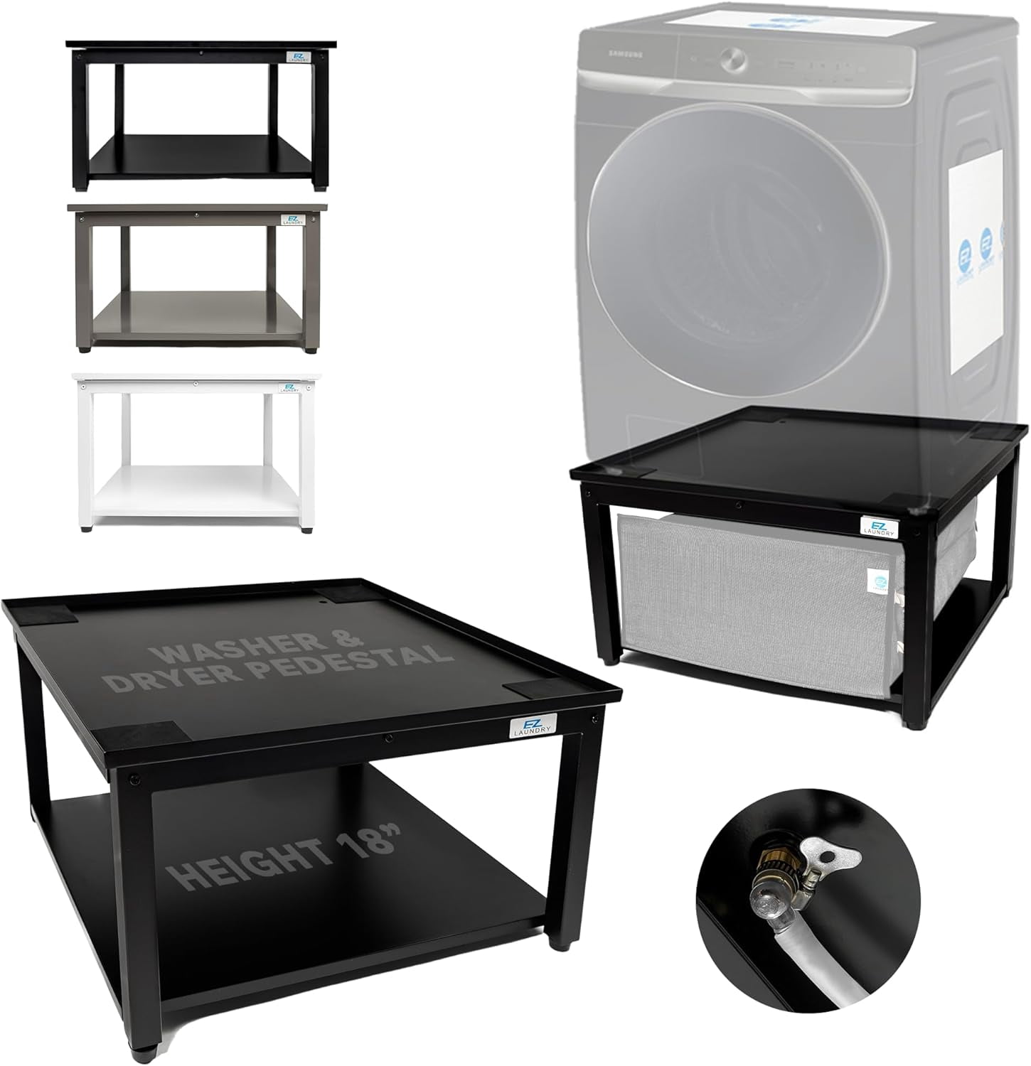 Washer and Dryer Pedestal with Pullout-Shelf - 27" W 18" H White ...