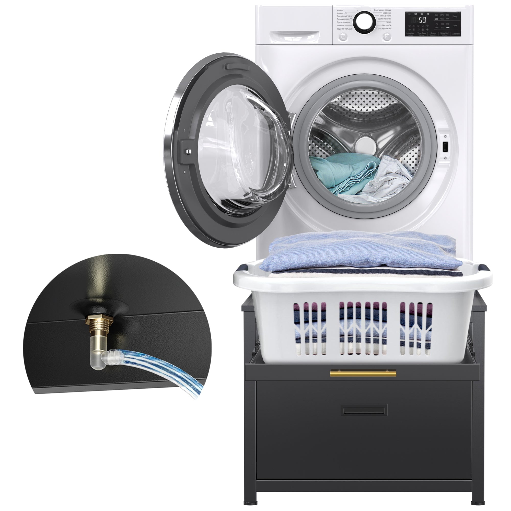 Washer Dryer Pedestal Stand, 24.1" Laundry Pedestal for Compact Washing ...