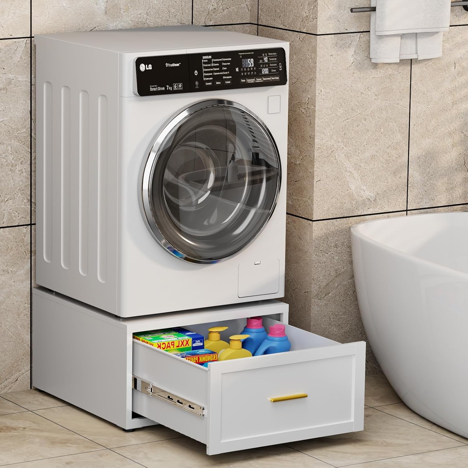Washer and Dryer Pedestals with Drawers, Multi-Functional Metal ...
