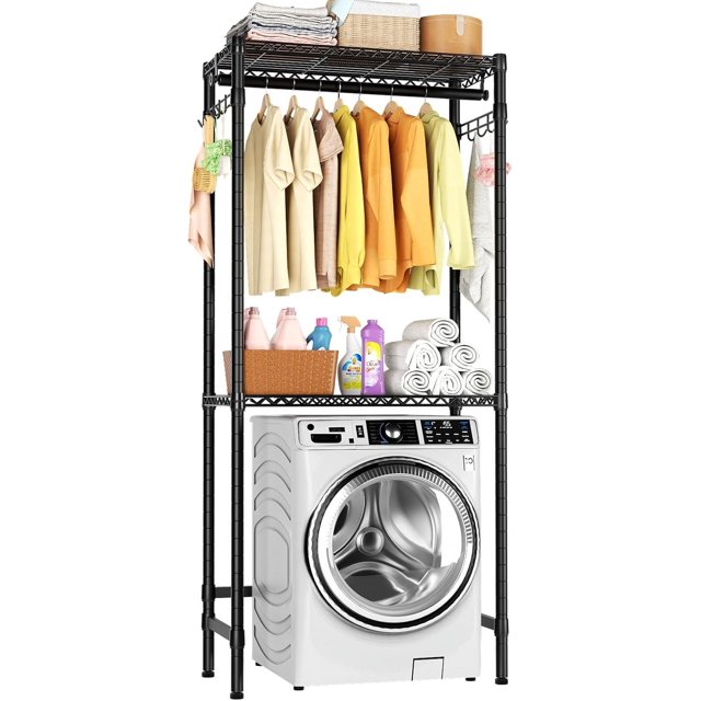 Over Washer and Dryer Shelves,2 Tier Adjustable Height Wire Shelving ...