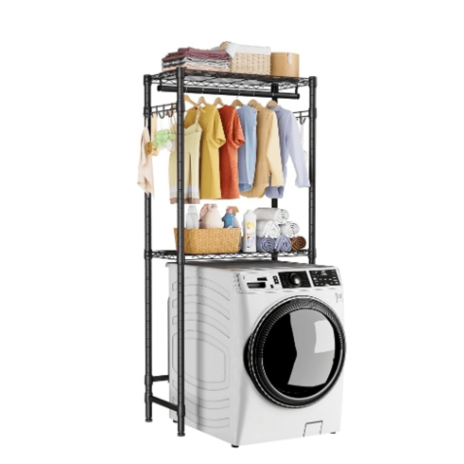 Over Washer and Dryer Shelves,2 Tier Adjustable Height Wire Shelving ...